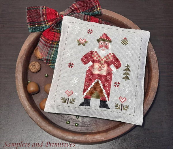 Patchwork Santa - Samplers and Primitives – Half Moon Stitchery