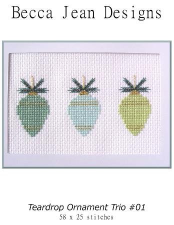 Teardrop Ornament Trio #01 - Becca Jean Designs – Half Moon Stitchery