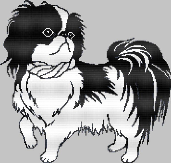 Japanese Chin: Cartoon (Black) - DogShoppe Designs – Half Moon Stitchery