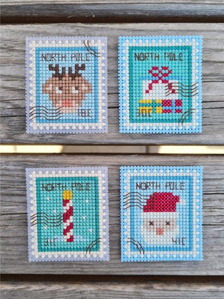 North Pole Postage Stamps - Cute Embroidery by Kate – Half Moon Stitchery