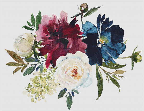 Bordeaux And Navy Arrangement V - X Squared Cross Stitch – Half Moon ...