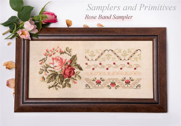 Rose Band Sampler - Samplers and Primitives – Half Moon Stitchery