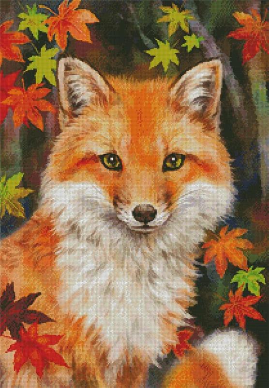 Fox With Autumn Leaves - Artecy Cross Stitch – Half Moon Stitchery