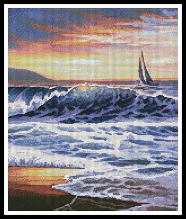 Beach Sunset Lighthouse (Crop) - Artecy Cross Stitch – Half Moon Stitchery