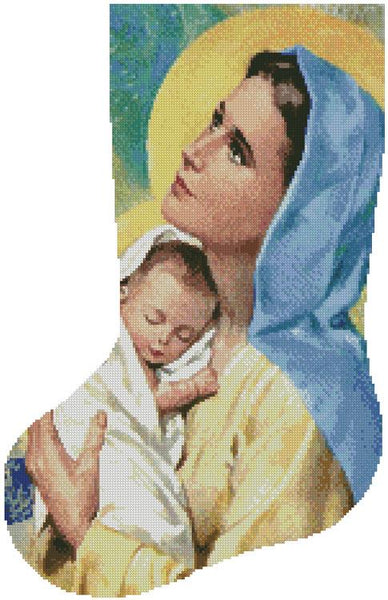 Mary And Baby Jesus Stocking (Left) - Artecy Cross Stitch – Half Moon ...
