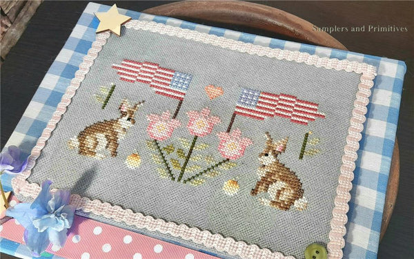 Patriotic Bunny Sampler - Samplers and Primitives – Half Moon Stitchery